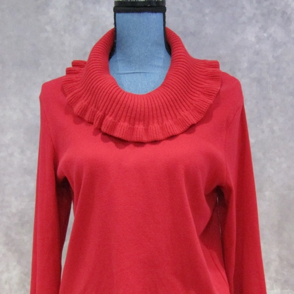 Rafaella | Sweaters | New Rafaella Petite Red Ruffled Cowl Neck Sweater ...